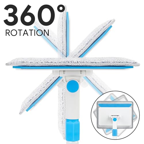 Lshfjnd Baseboard Cleaner Tool with Long Handle,Wall Cleaner Mop with Extendable Handle,Duster Cleaning Tools Mop for Baseboard Floor Skirting Board,Ceiling Wall Window Cleaner with 4 Reusable Pads