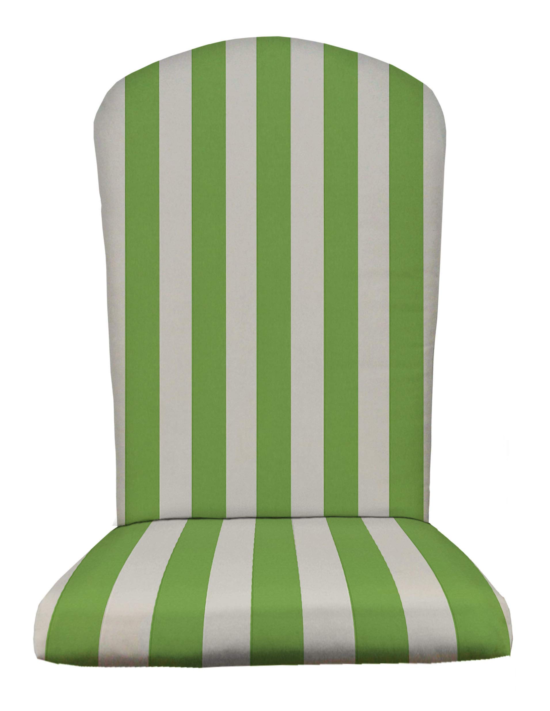 RSH DECOR: Foam Adirondack Chair Cushion | 48” x 20” x 2” | All-Weather Spun Fabric | Water and Fade-Resistant | Outdoor Cushion for Patio Furniture | Kiwi Green & White Stripe