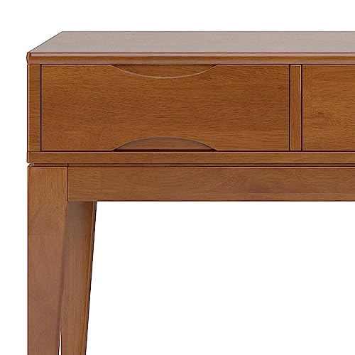 SIMPLIHOME Harper Solid Hardwood 54 Inch Wide Mid Century Modern Console Sofa Table in Teak Brown, for The Living Room Entryway and Bedroom
