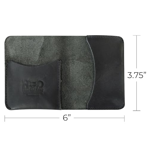 Hide & Drink, Bifold Card Holder Handmade from Full Grain Leather, Credit Card Storage, Money Organizer, Cash Case, Minimalist Wallet :: Charcoal Black