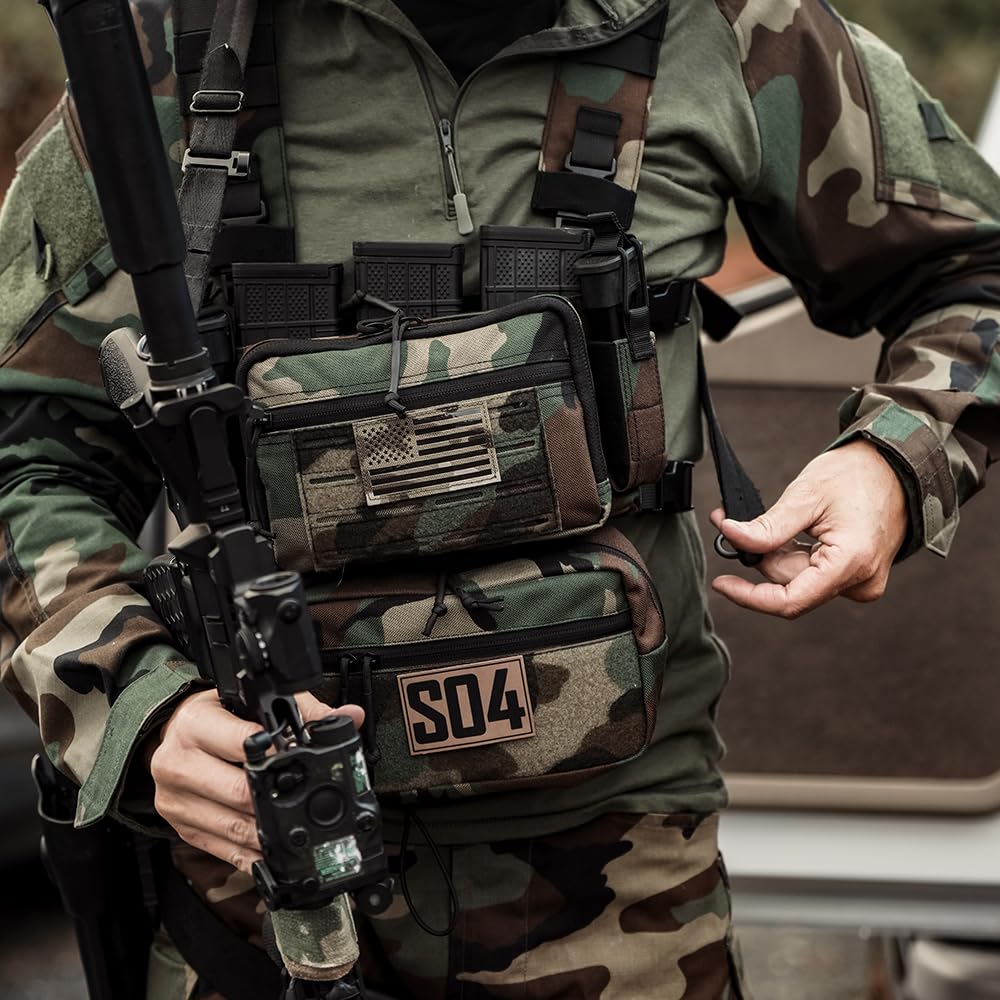ACETAC Tactical Chest Rig with 5.56/7.62 Magazine Pouch Holder, Pistol / Wing Pouch, Molle Dangler Pouch, Adjustable H Harness (Multicam)