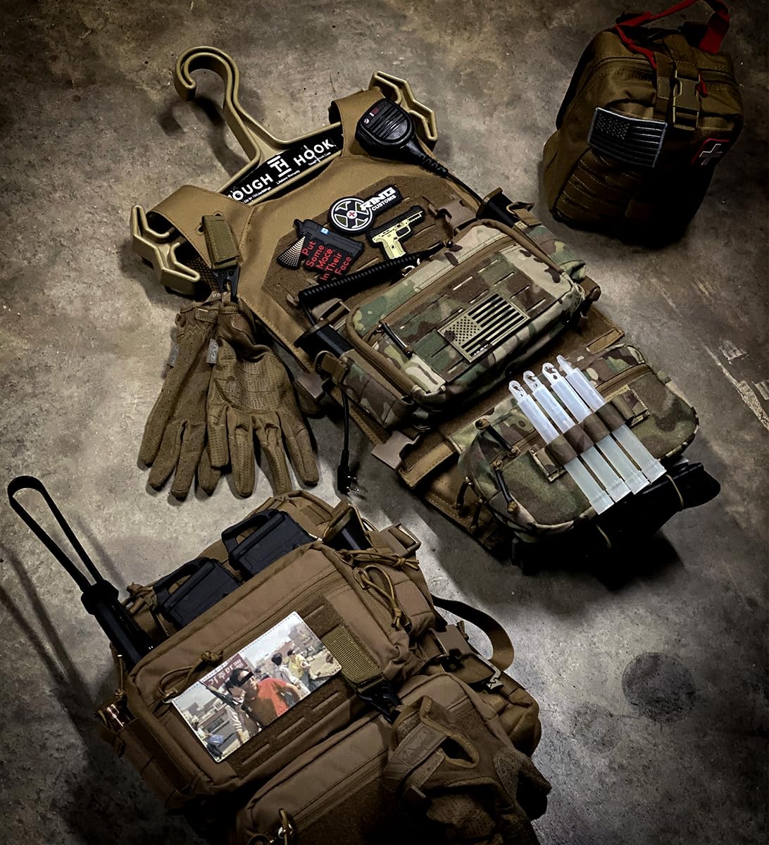 ACETAC Tactical Chest Rig with 5.56/7.62 Magazine Pouch Holder, Pistol / Wing Pouch, Molle Dangler Pouch, Adjustable H Harness (Multicam)
