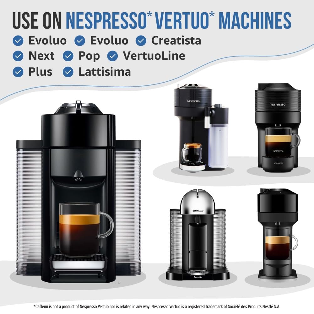 Nespresso Compatible Descaling Kit. 2 Uses Nespresso Vertuo Descaling Solution and 6 Cleaner Pods. Removes Limescale & Cleans Pod Area. Better Tasting & Hotter Coffee. 4 Months Supply.