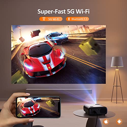 NexiGo PJ40 Movie Projector, 600 ANSI Lumens, Native 1080P, 4K Supported, 300 Inch, Auto Vertical Keystone, Zoomable, 20W Speakers, WiFi, Bluetooth 5.1, Compatible w/TV Stick, iOS, Android (Black)
