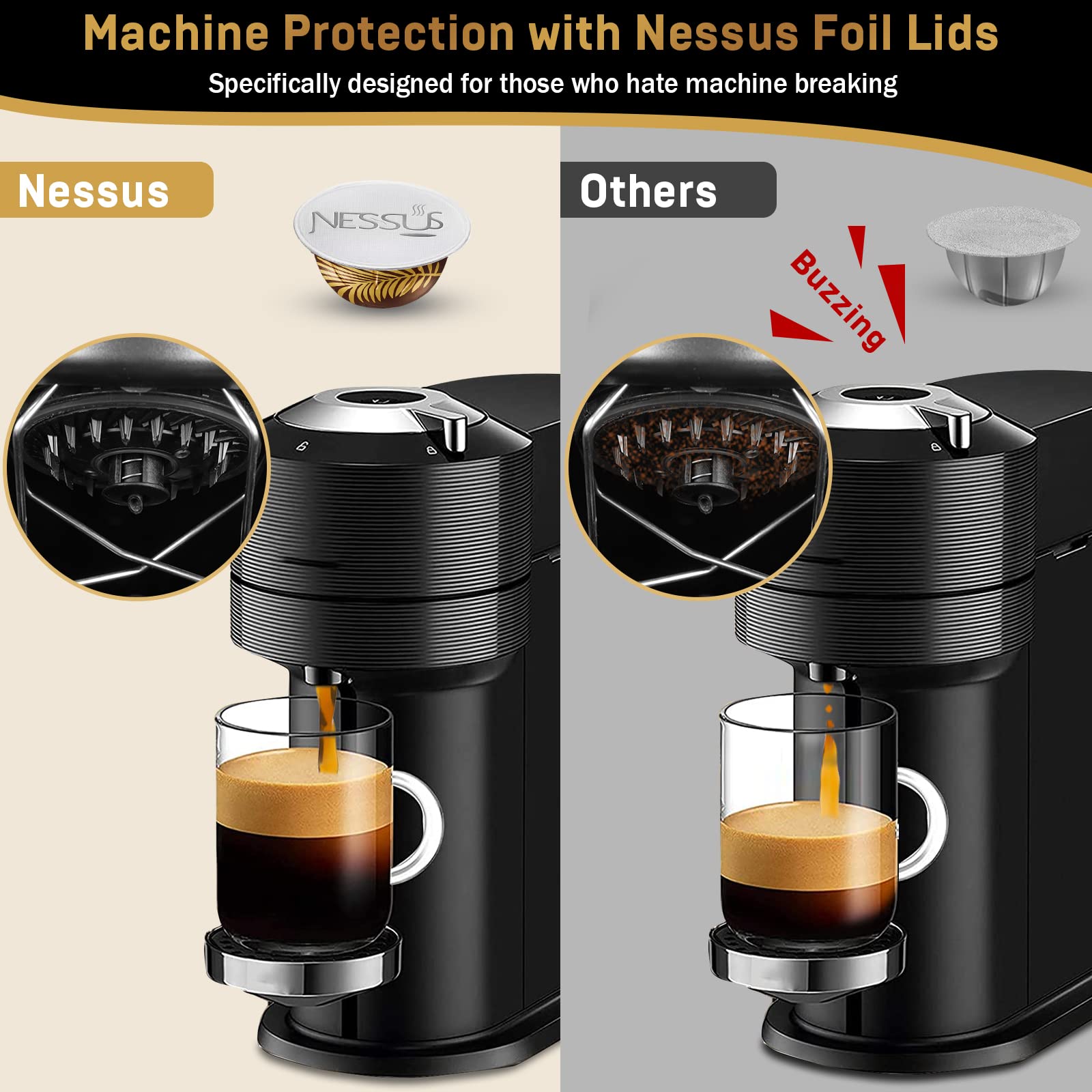 Nessus 200 PCS Original Aluminum Foil Seals Lids from Vertuo Reusable Pods Kit, [ALSeal EZ FIT] for Nespresso Refillable Pods, Compatible with Nespresso Vertuoline Machine(Foil Seals Only)