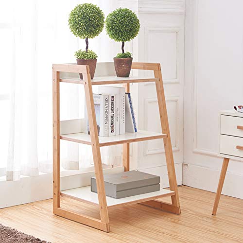 HIHELO Book Case 3 Tier Shelf Bookshelf Accessory Storage Shelf Printer Stand Trapezoidal Flower Plant Frame,51cm×45cm×80.5cm Bookshelves (Color : Gold)