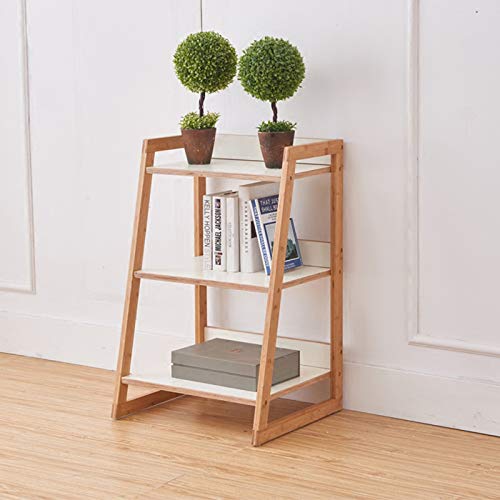 HIHELO Book Case 3 Tier Shelf Bookshelf Accessory Storage Shelf Printer Stand Trapezoidal Flower Plant Frame,51cm×45cm×80.5cm Bookshelves (Color : Gold)