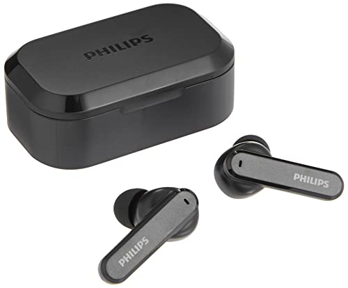 Philips T4506 True Wireless Headphones with Active Noise Canceling (ANC), Up to 24 Hours Playtime, Bluetooth, Awareness Mode, IPX4 Water Resistant, USB-C Charging Case, TAT4506BK, Black