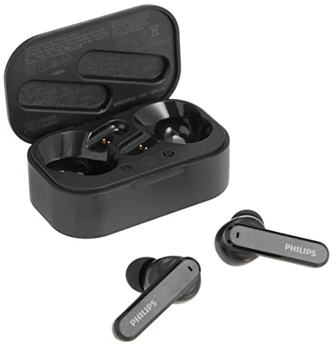 Philips T4506 True Wireless Headphones with Active Noise Canceling (ANC), Up to 24 Hours Playtime, Bluetooth, Awareness Mode, IPX4 Water Resistant, USB-C Charging Case, TAT4506BK, Black