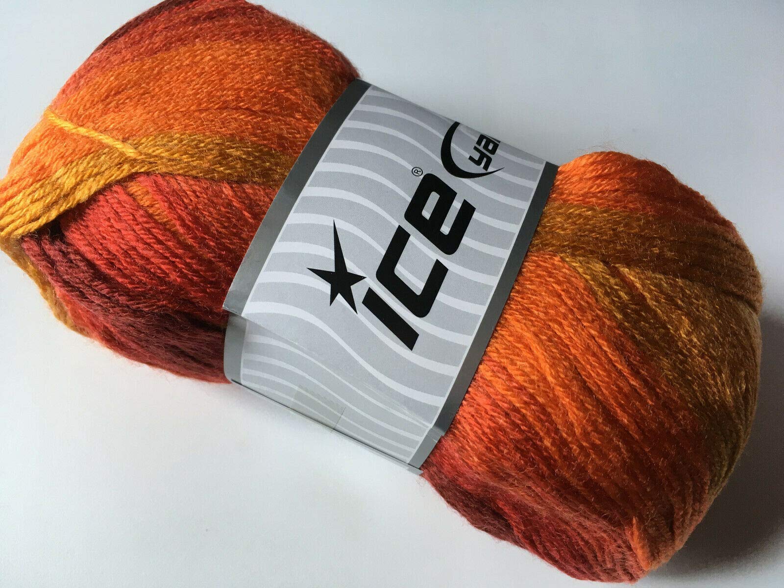 Red Orange Burgundy Gold Merino Batik Yarn - Acrylic Wool Blend, 100 Gram, 437 Yards (#2 Weight, Fine)