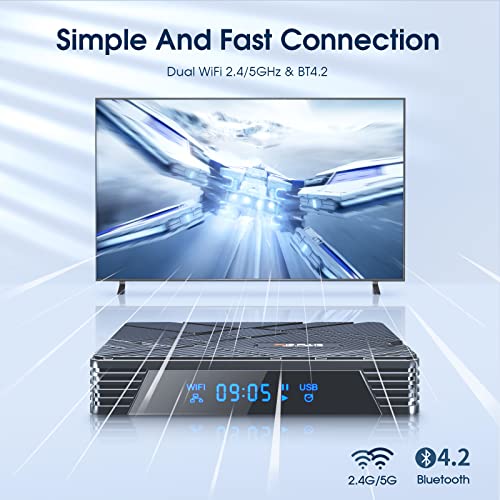 Android TV Box 11.0, X12 Plus Android 11 TV Box 4GB RAM 32GB ROM, RK3318 Quad-Core 64bits 100M LAN Dual-WiFi 2.4G/5G Android Box with 4K/AV1/3D/USB 3.0/BT 4.2 with Wireless Keyboard