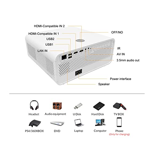 DROOS Mini Projector for Movies HQ7 7000 Lumens Led Projector Android Portable Beamer 1080P Full HD Home Cinema 300‘' Screen (projectors)
