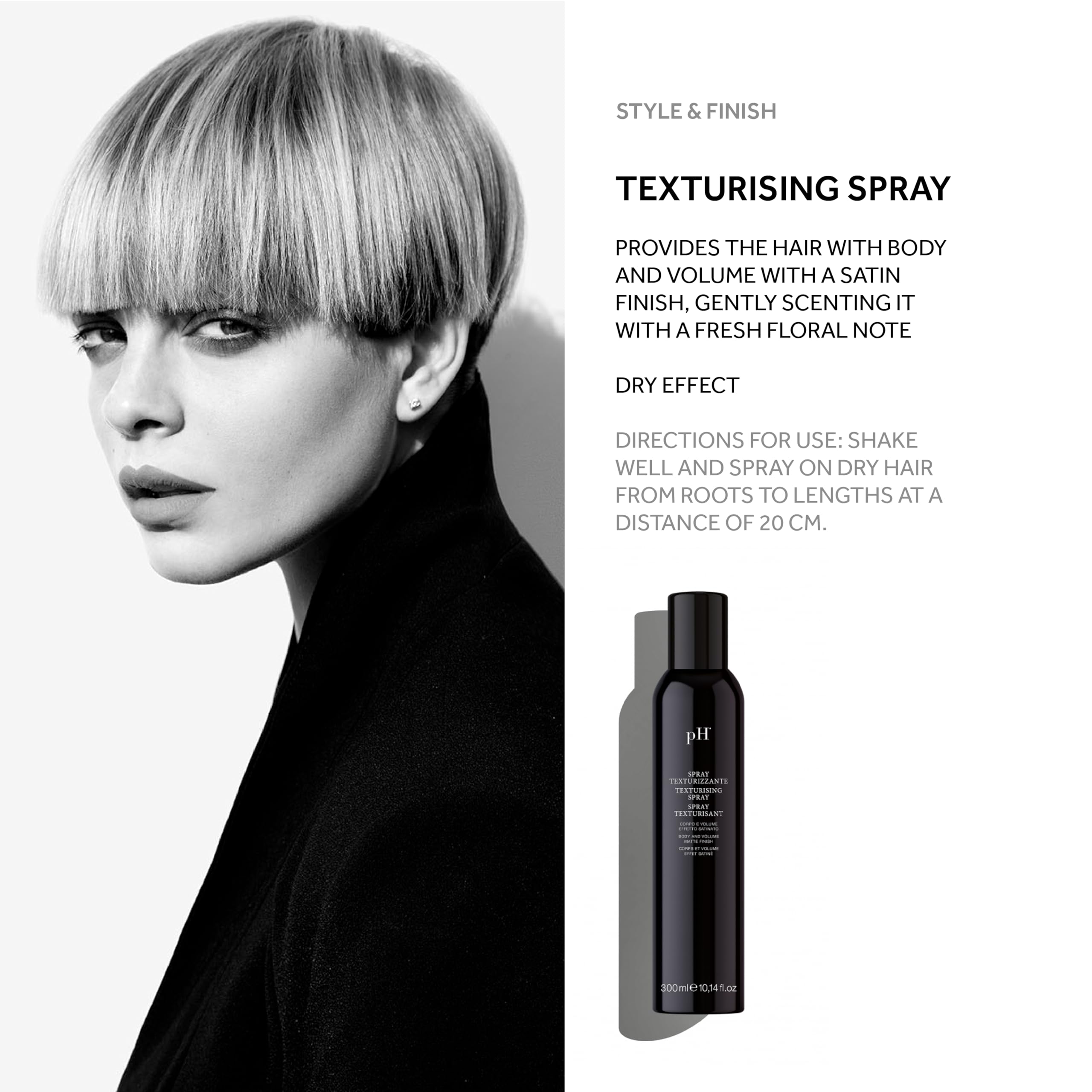 pH PURE HAIR Labs Texturizing Spray for Extra Volume - Matte Finish Hair Spray for Fine & Thin Hair, Refreshes Strands with No Residue, Sulfate & Paraben Free, Floral Scent - 10.14 Oz