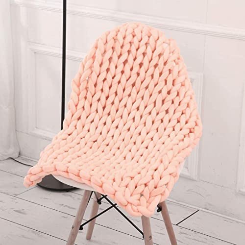 Chunky Yarn for Arm Knitting - Super Soft Jumbo Cotton Yarn, Washable Braided Knot Throw Yarn,Bulky Giant Weight for Hand Knit Blanket DIY (Shell Pink, 0.55lb)