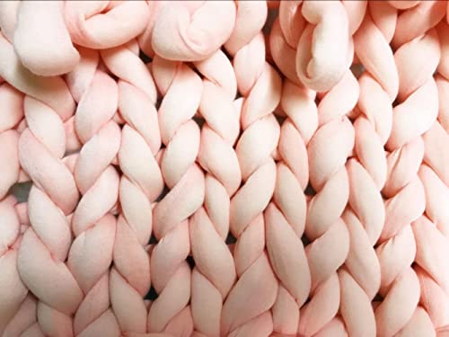 Chunky Yarn for Arm Knitting - Super Soft Jumbo Cotton Yarn, Washable Braided Knot Throw Yarn,Bulky Giant Weight for Hand Knit Blanket DIY (Shell Pink, 0.55lb)