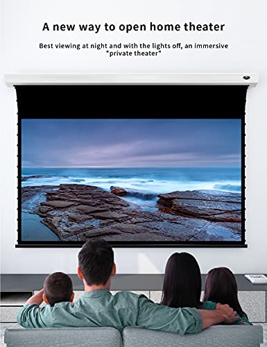 VIVIDSTORM-Slimline Motorized Tension Pull Down Screen Projector Perforated Transparent Acoustically White Cinema,4K/3D Home Cinema,Compatible with Standard Projector,VMSLPW120H
