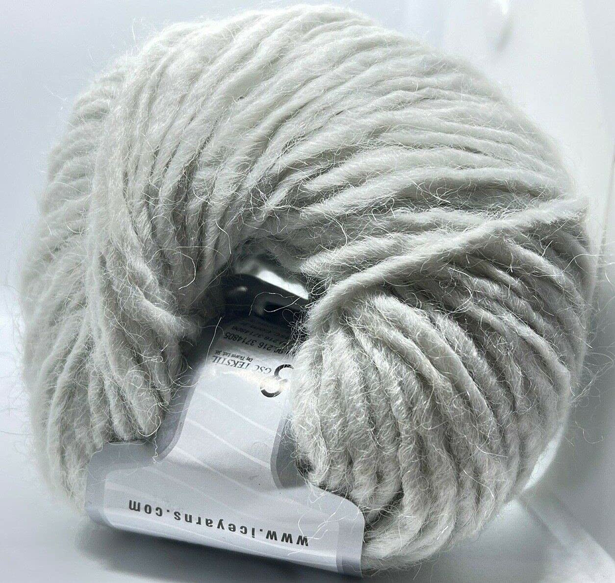 Pale Grey ETNO Alpaca - Merino Wool, Alpaca, Acrylic Blend Yarn 50 Gram (1.75 Ounces) 82 Yards Bulky