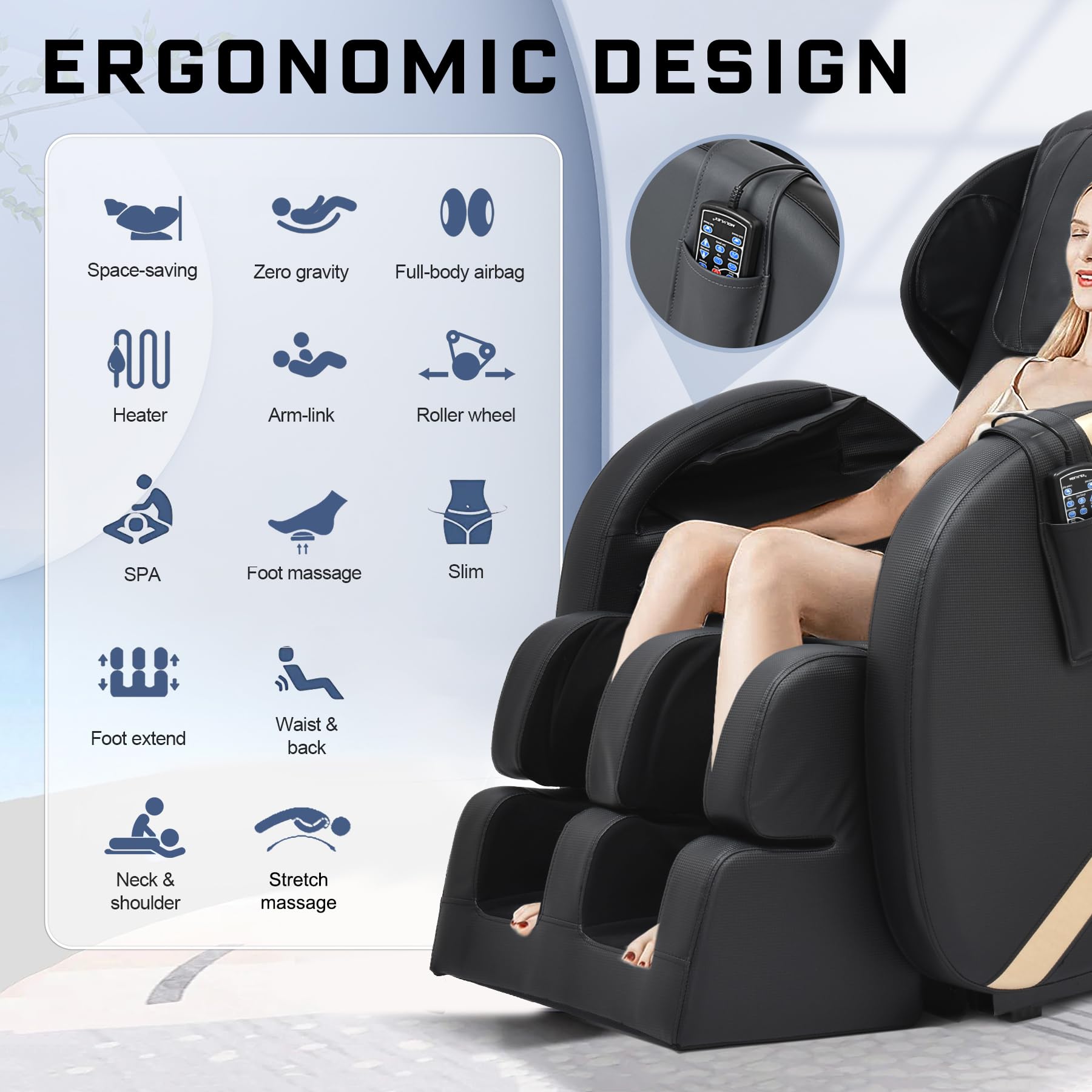 BIADNBZ Massage Chair with Zero Gravity for Office Home, Black