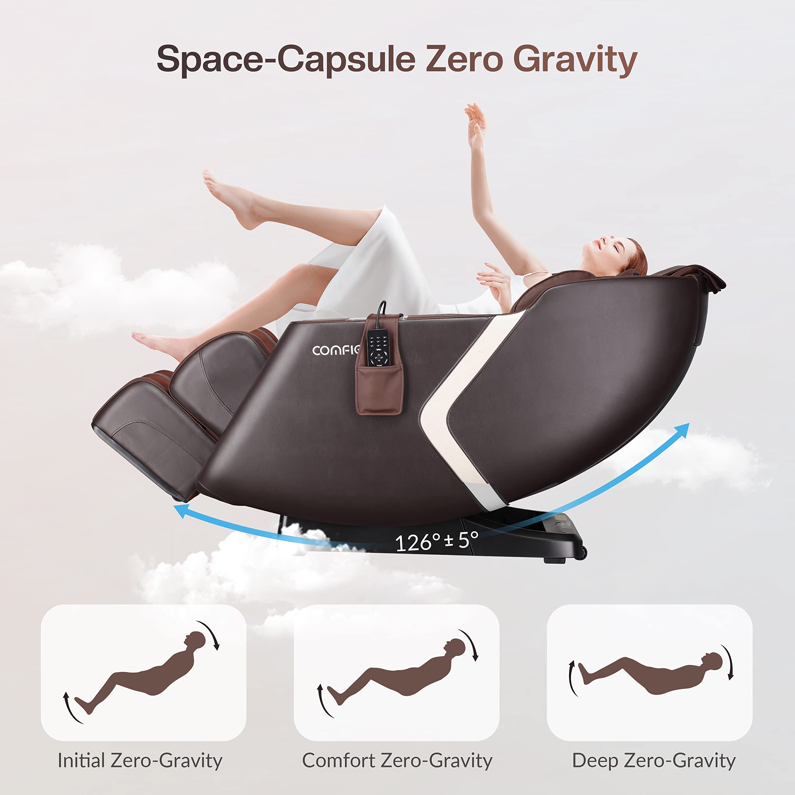 COMFIER 2023 Massage Chair Full Body,Gifts for Women,Men,Zero Gravity Recliner with SL Track, Bluetooth,Yoga Stretching,Compression,Foot Rollers,Heating,Shiatsu Kneading Chair Massager,Brown