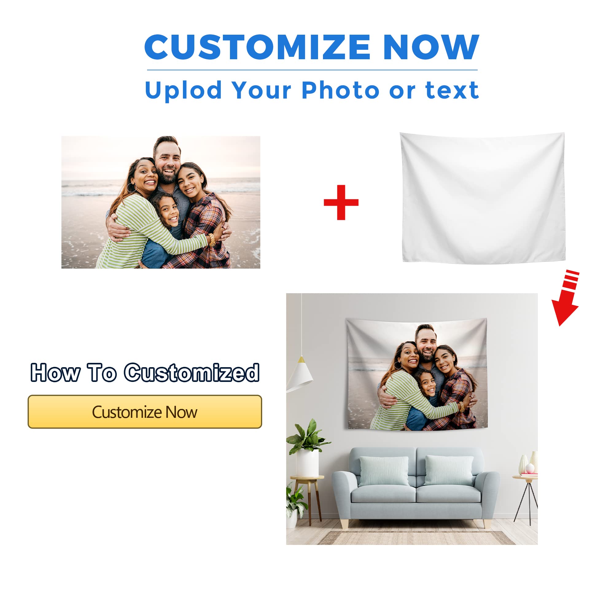 JINJUREN Custom Tapestry Upload Images Banners and Signs Customize For Bedroom 37 * 29 inch Horizontal