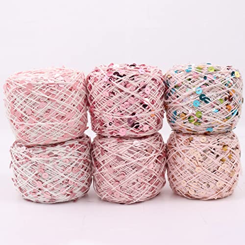 Hoxekle 50g/Ball 140M Cotton Yarn 6mm/3mm Sequin Yarn DIY Garment Accessories Rag Knitting Yarn for DIY Making (Color : 1 - Colorful Sequins)
