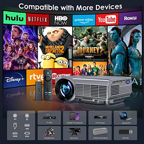 Projector with WiFi and Bluetooth, 5G WiFi Native 1080P 9500L YOWHICK Outdoor Projector 4K Support, Mini Portable Movie Projector with Screen, for HDMI, VGA, USB, Laptop, iOS & Android Phone