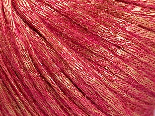 Rock Star, Gold, Pink, Metallic Shine, Soft Nylon Merino Wool Acrylic Blend Yarn, 50 Gram