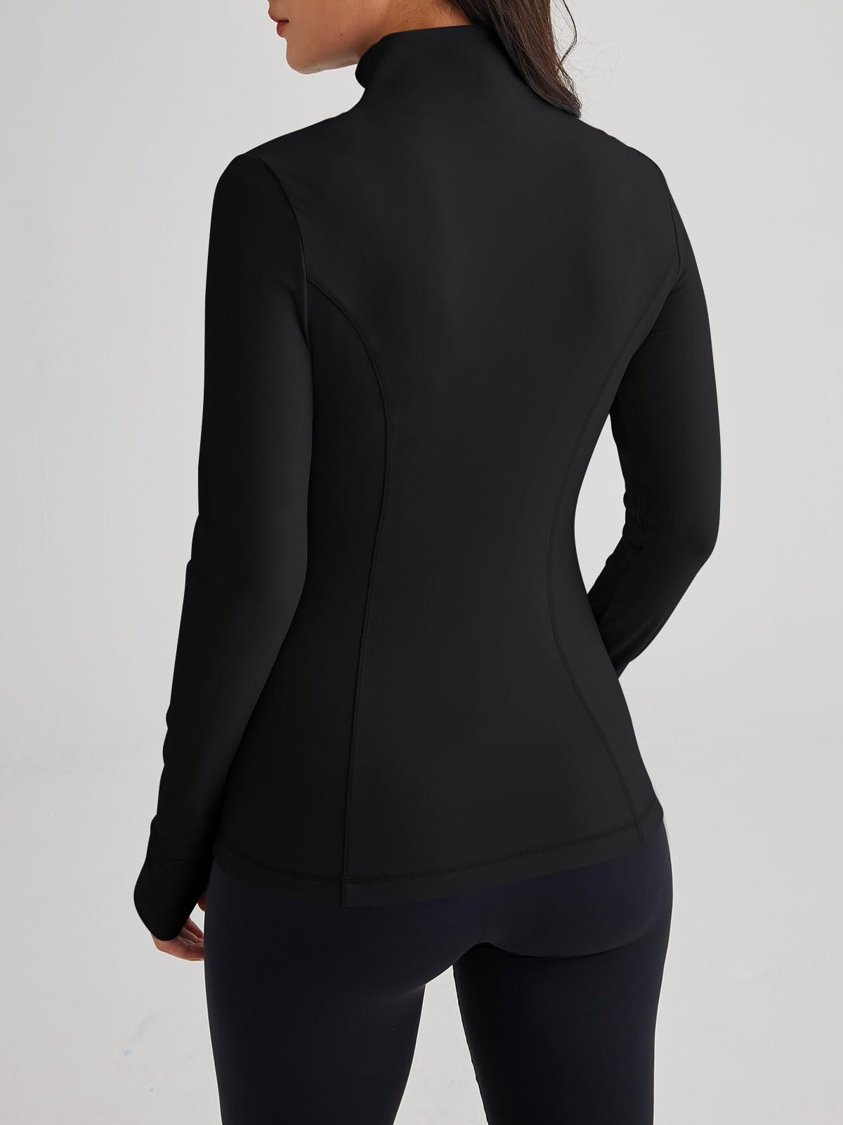 Trendy Queen Womens Lightweight Zip Up Jackets Mock Turtleneck Fall Hoodies Fitted 2024 Athletic Workout Clothes with Pockets Black M