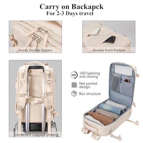 MOLNIA Large Travel Backpack for Women & Men with Shoe Compartment, Airline Approved Carry on Backpack 17.3" Laptop Backpack with USB Port Casual Daypack for Work, Business, College