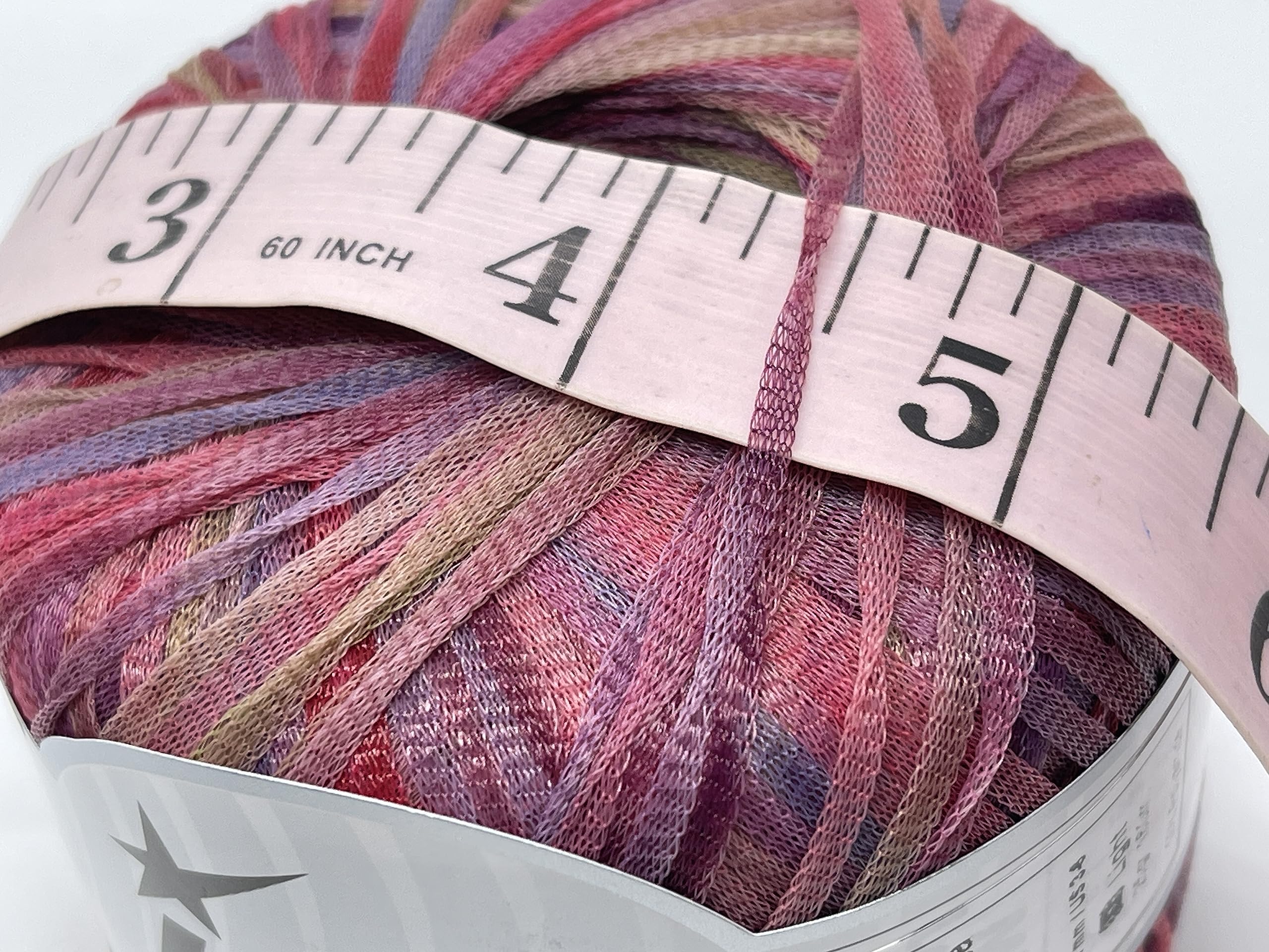 Reds, Purples, Tan Aria Fresca Sheer Net Ribbon Yarn - DK Nylon 25 Grams (.88 Ounces) 160 Meters (174 Yards) 1/8th inch Wide