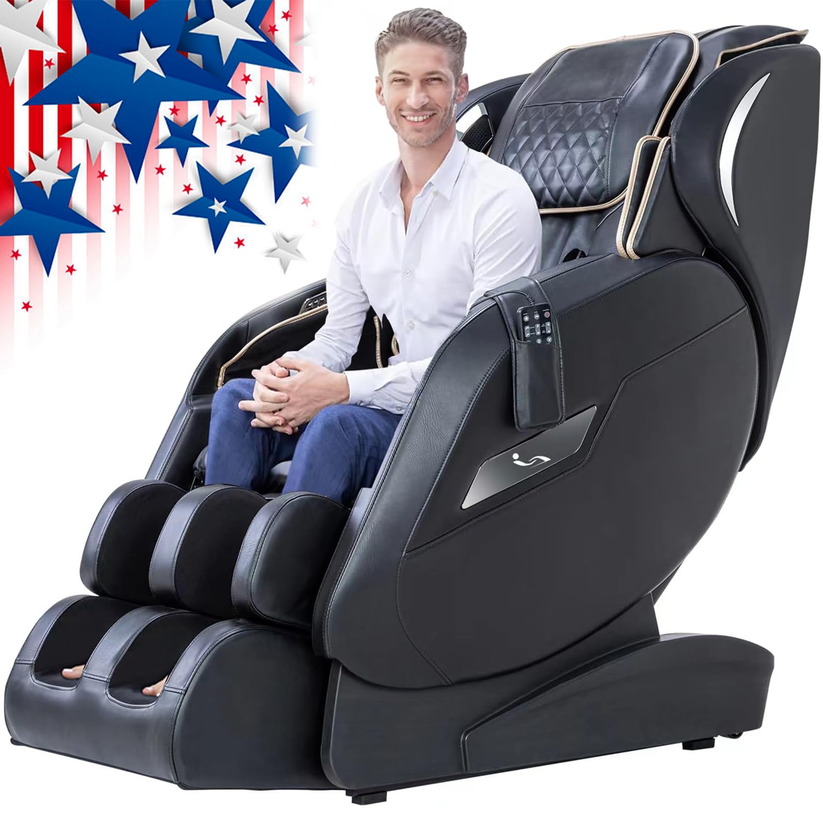 CYBERIX Massage Chair Full Body with Heat,Full Body Zero Gravity SL-Track Shiatsu Massage Chair,Massage Recliner Chair,Air Pressure,Bluetooth Speaker (Black)
