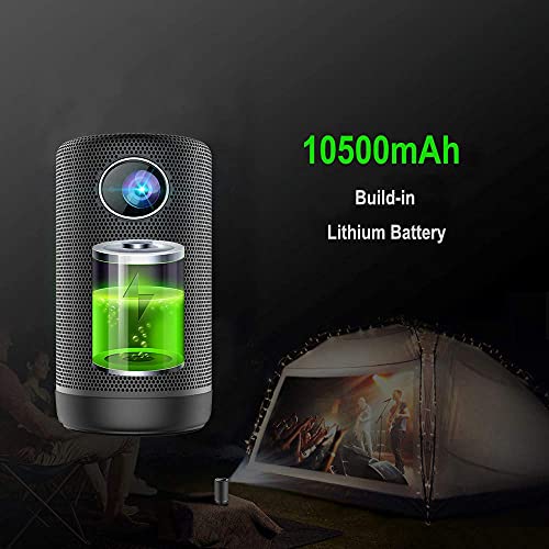 ANXONIT Portable Projector,DLP Pico Mini Projector with Bluetooth HDMI,200 ANSI Lumen,Smart Android 8.1,Auto Focus,Rechargeable Battery (Black)