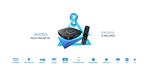 BRAATV 2022 HTV8 Box Brazil H8 TV Brazil New Version Brazilian TV Box Support 2.4GHz/ 5GHz WiFi 4K UHD Bluetooth 5.0