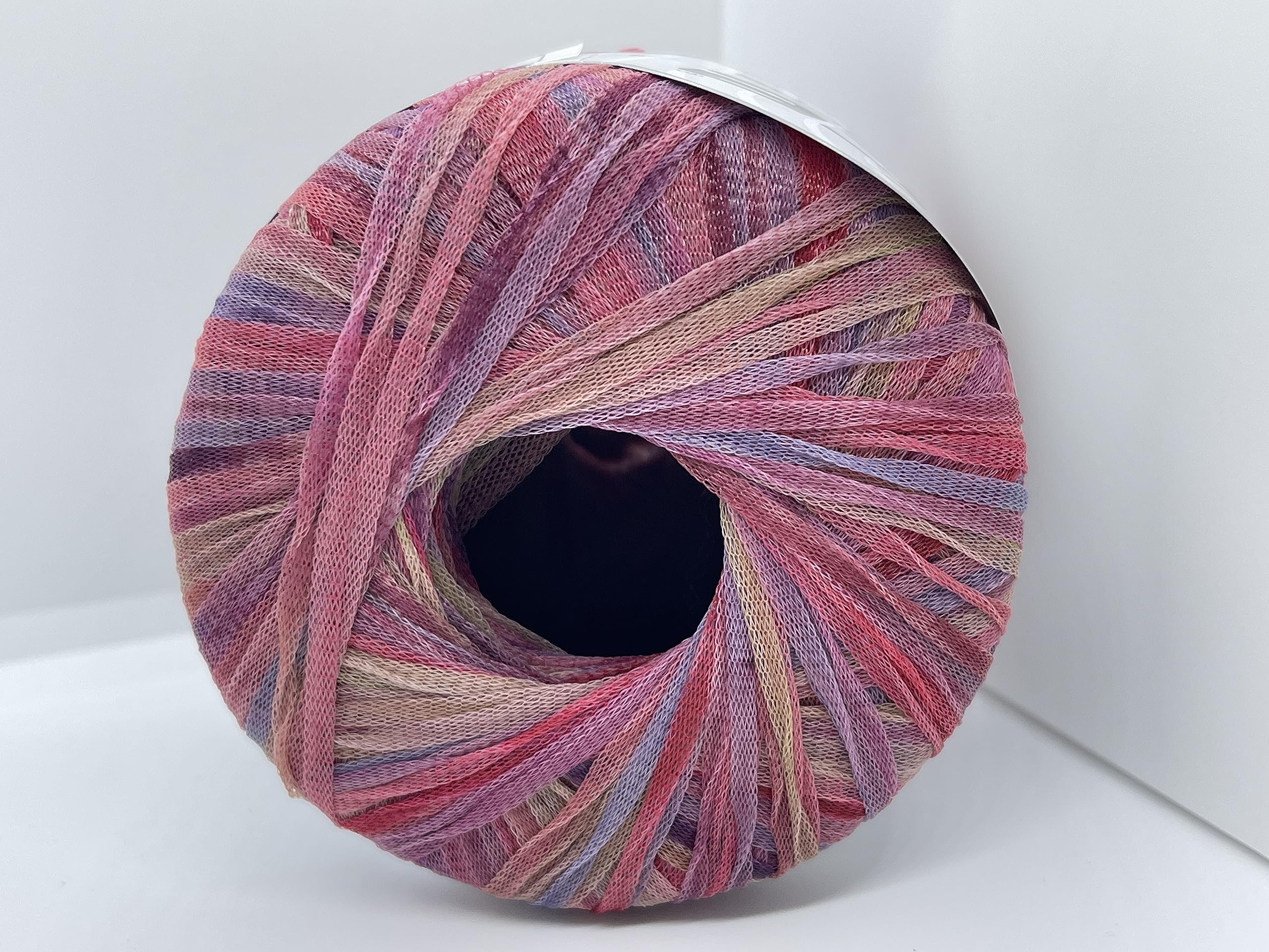 Reds, Purples, Tan Aria Fresca Sheer Net Ribbon Yarn - DK Nylon 25 Grams (.88 Ounces) 160 Meters (174 Yards) 1/8th inch Wide