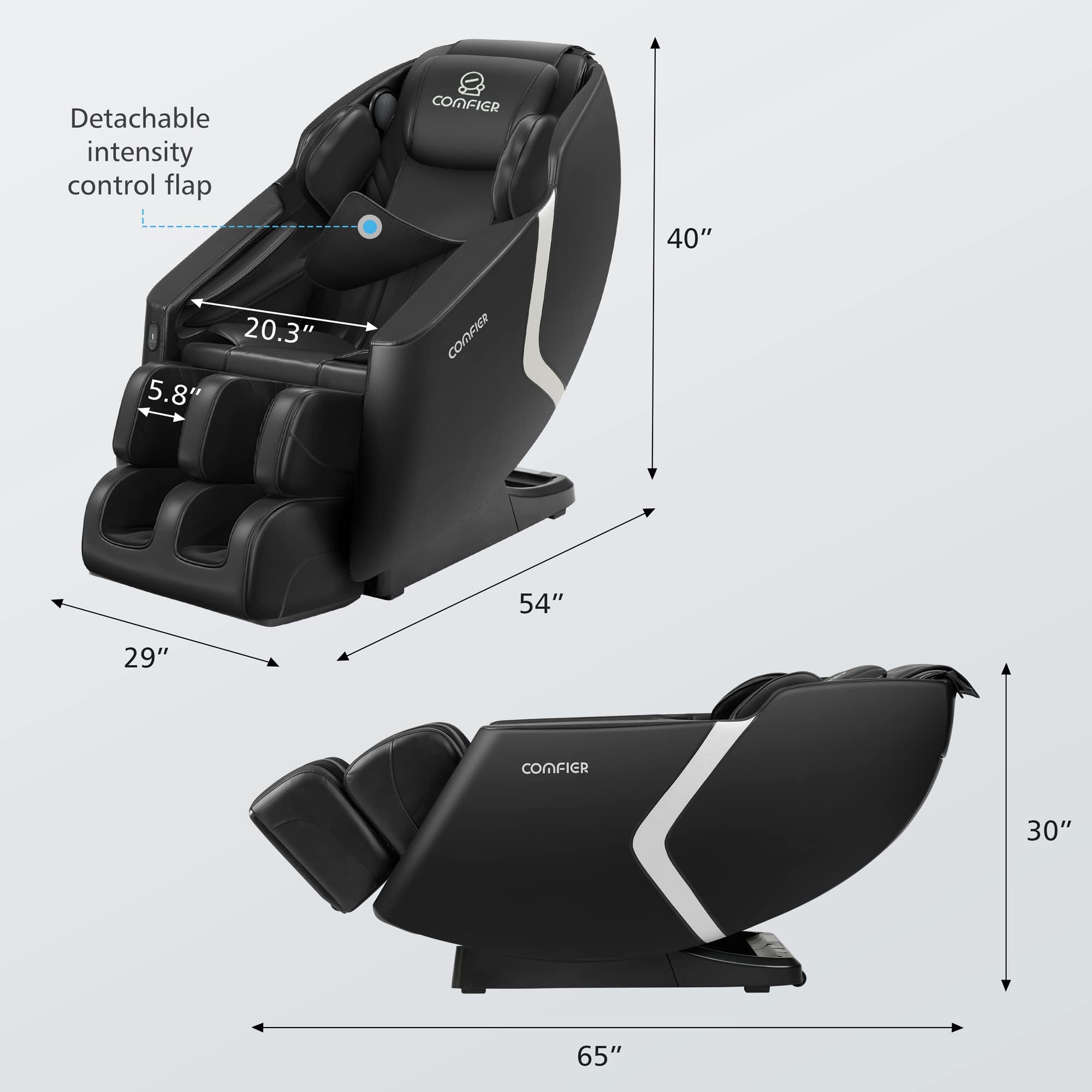 COMFIER Full Body Massage Chair,Massage Recliner Chair, Zero Gravity,Shiatsu Deep Kneading, 6 Auto Program,Air Compression,Heat,Bluetooth Speaker,Rolling,Chair Massager, Black