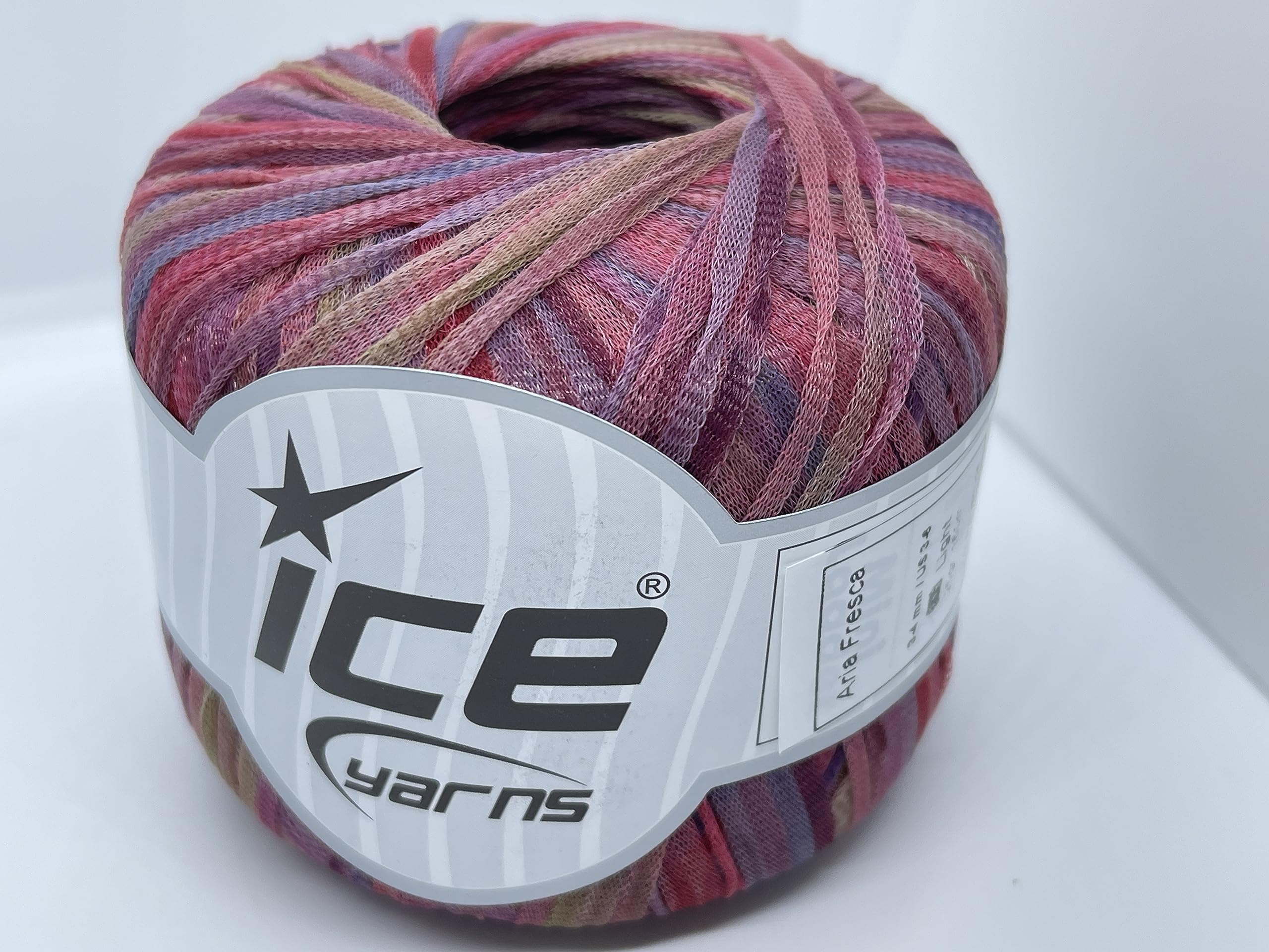 Reds, Purples, Tan Aria Fresca Sheer Net Ribbon Yarn - DK Nylon 25 Grams (.88 Ounces) 160 Meters (174 Yards) 1/8th inch Wide