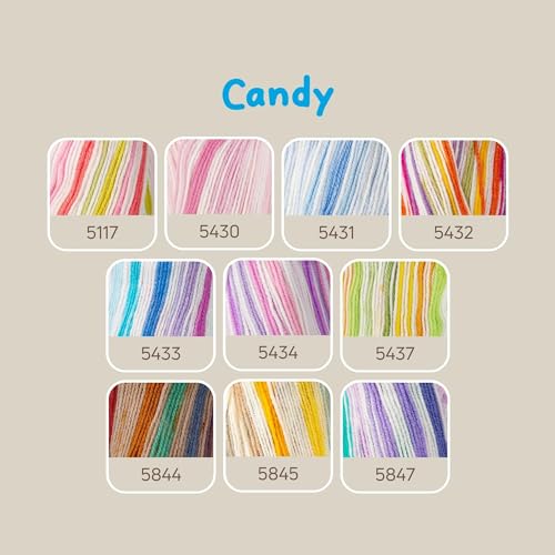 Sensy Candy Yarn, 3.5 oz, 251 Yards, Multicolor Craft Yarn for Crocheting and Knitting, Gauge 3 Light (5845)