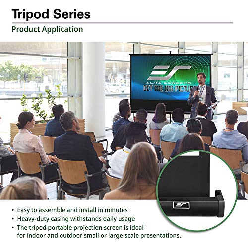 Elite Screens Tripod Series, 100-INCH 16:9, Portable Pull Up Home Movie/Theater/Office Projector Screen, 8K/ULTRA HD, 2-YEAR WARRANTY, T100UWH, Black