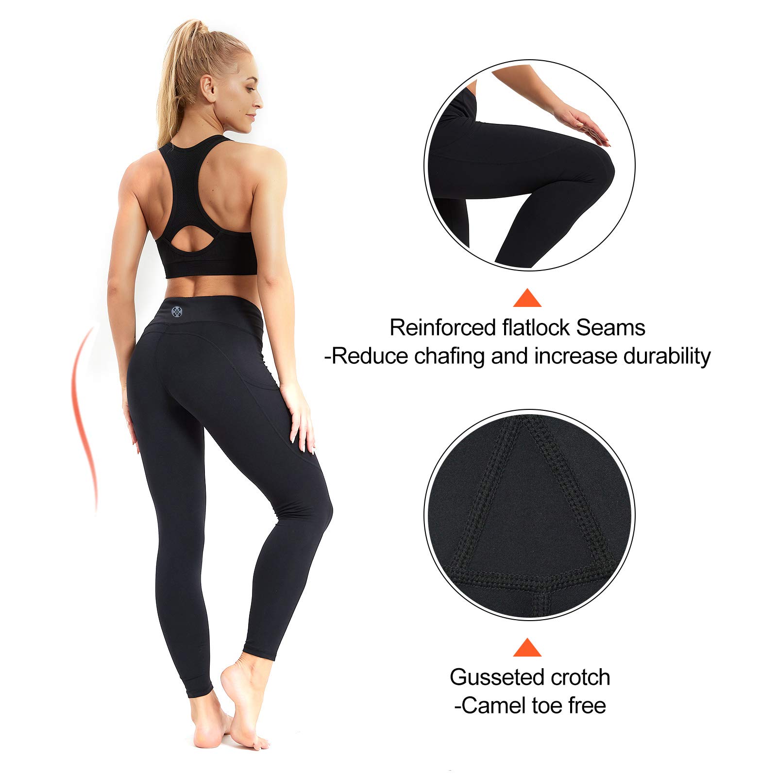 SP3LOPS Yoga Pants with Pockets for Women High Waisted Tummy Control Women's Buttery Soft Yoga Workout Leggings Running Pants Black