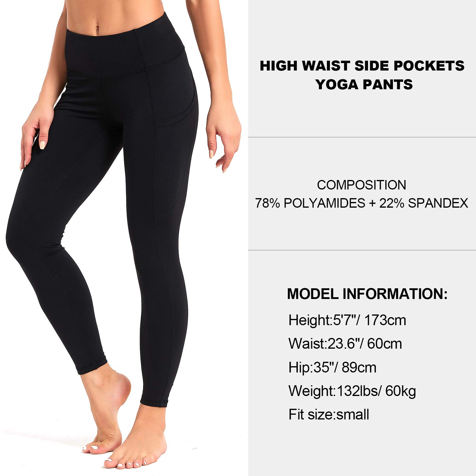 SP3LOPS Yoga Pants with Pockets for Women High Waisted Tummy Control Women's Buttery Soft Yoga Workout Leggings Running Pants Black