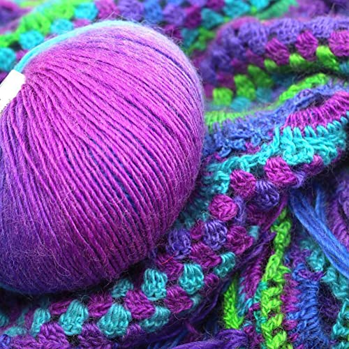 Wool Yarn for Knitting & Crocheting 2 Skeins Gradient Rainbow Color Wool Yarn Soft Lightweight Crochet Yarn for Crocheting Projects Handcrafts - 50g/Ball