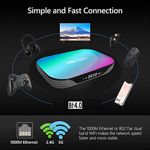Sofobod HK1 Box Smart TV Box Android 9.0, 4GB RAM 32GB ROM, S905X3 Quad Core 64bit Cortex-A55, GPU G31 MP2, 2.4G/5G Dual WiFi BT4.0 H.265 Decoding LAN 1000 RJ-45, HD 8K:HK1BOX 4+32