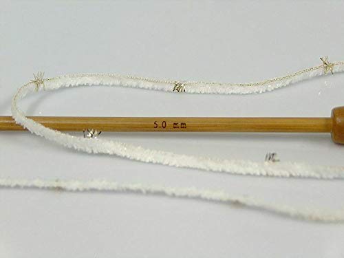 Metallic Accent Chenille Yarn - 50 Grams (1.75 Ounces) 65 Meters (71 Yards) White, Gold