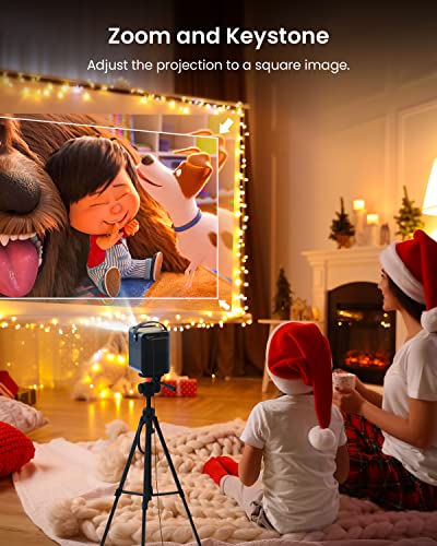 4K Supported Mini Projector, ETOE D2 EVO Android 9.0 Projector, Video Projector with ESPN, Prime Video, YouTube, 5G WiFi & Bluetooth, Keystone Correction, Compatible with iOS/Android/Windows/USB/HDMI