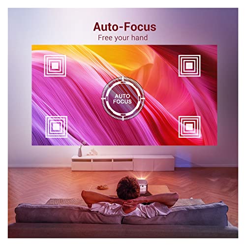 R20 Pro 3D 4K 300inch Cinema AI Auto Focus Smart Android WiFi Outdoor Portable LED Mini DLP 1080P Projector with Battery (Color : R20)