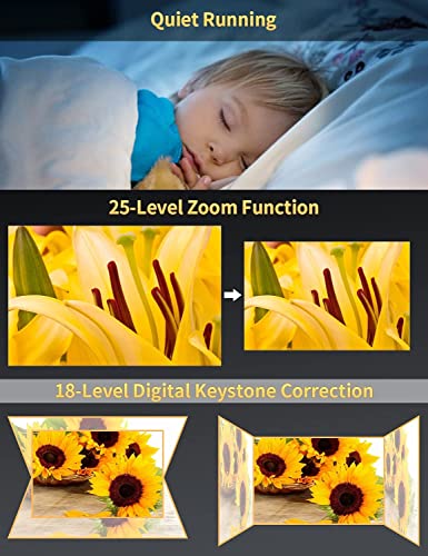 Portable Projector Native 1080p Home Theater, WiFi Projector Wireless for Android/iOS and Support iOS Cable Cast, LED Mini Projectors Built-in Bluetooth Speaker, Compatible with TV Stick,DVD,PC,HDMI