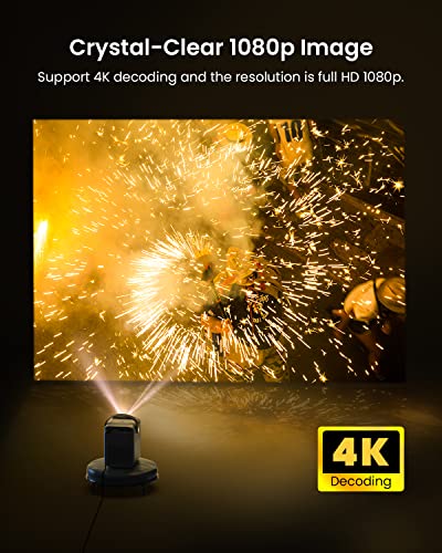 4K Supported Mini Projector, ETOE D2 EVO Android 9.0 Projector, Video Projector with ESPN, Prime Video, YouTube, 5G WiFi & Bluetooth, Keystone Correction, Compatible with iOS/Android/Windows/USB/HDMI