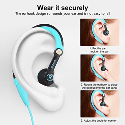 Mucro Wired Earbuds Sport Headphones Over Ear Earhooks Sweatproof in Ear Running Earphones for Workout Jogging Gym Headphones for iPhone iPod Samsung