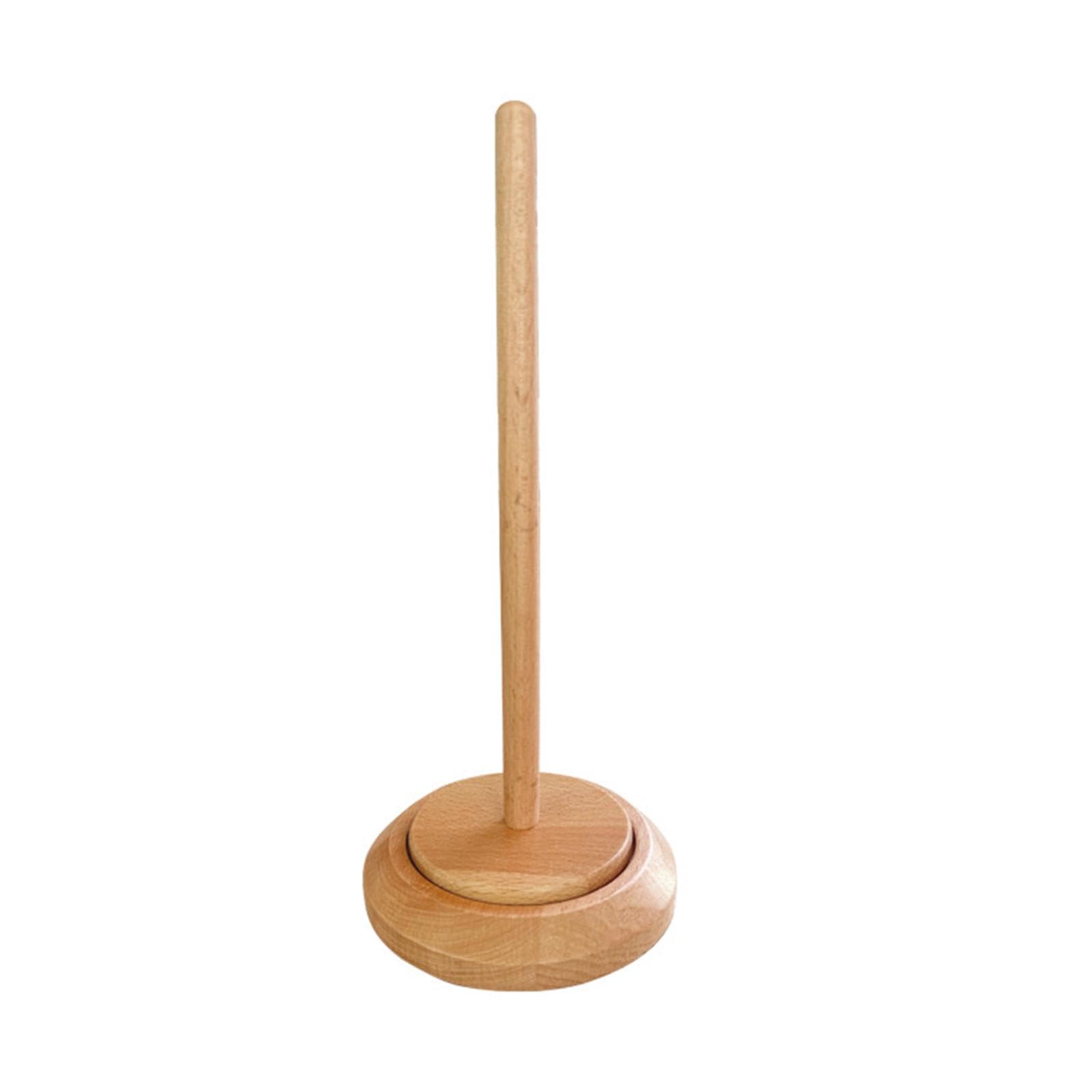 B Baosity Wooden Yarn Ball Holder Embroidery Accessory Roll Paper Towel Holder Reusable Presents Portable Rotatable Yarn Dispenser for Knitting Lovers