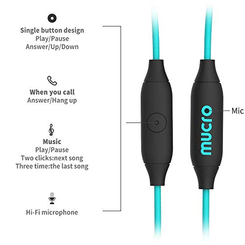 Mucro Wired Earbuds Sport Headphones Over Ear Earhooks Sweatproof in Ear Running Earphones for Workout Jogging Gym Headphones for iPhone iPod Samsung